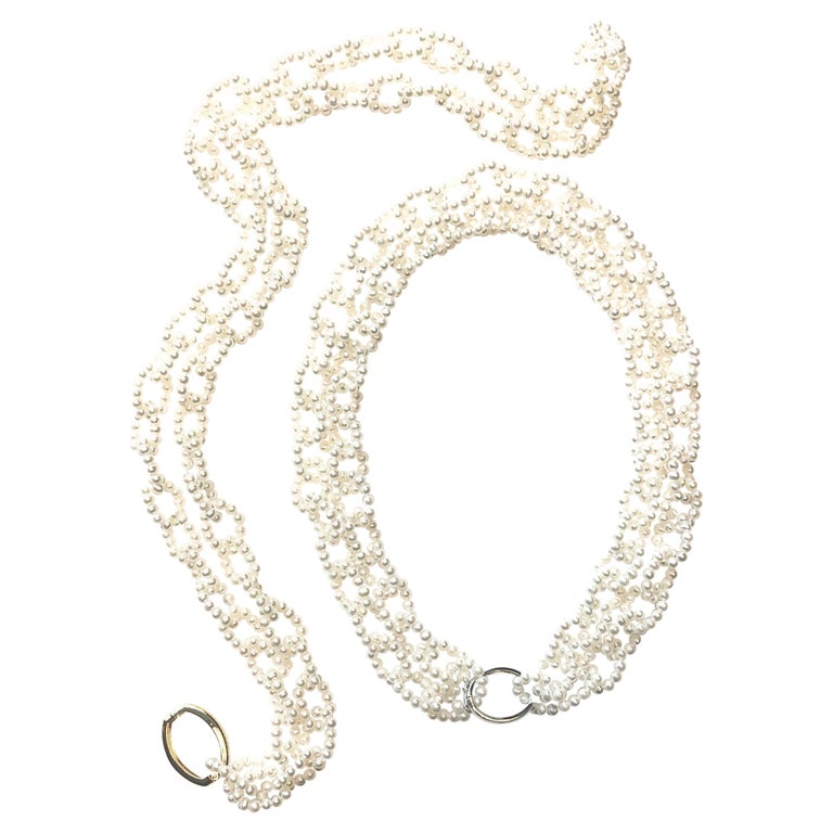 36-Inch White Pearl "Open Chain Link" Necklace with Silver Toned Clasp ...