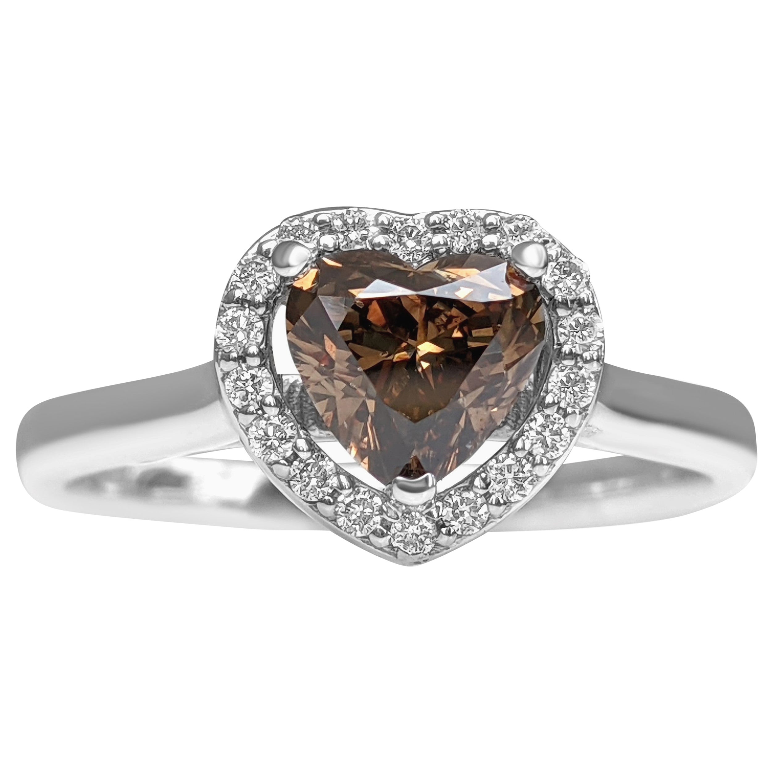 $1 No Reserve! 1.15cttw Fancy Heart Diamond Halo, 14 Karat White Gold ...