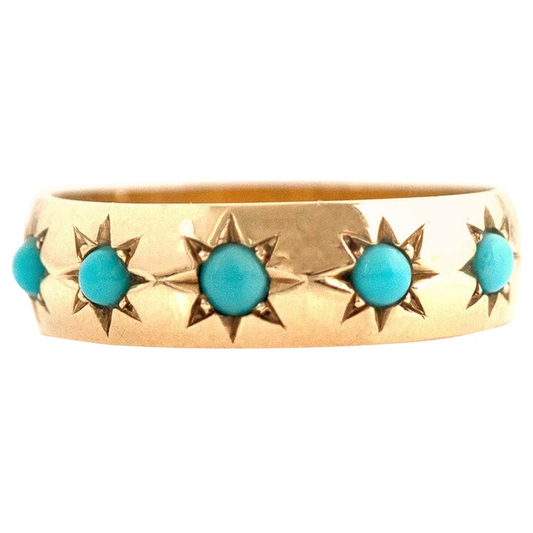 Customizable Handmade Turquoise 18 Carat Gold Gypsy Stargazer Ring For ...