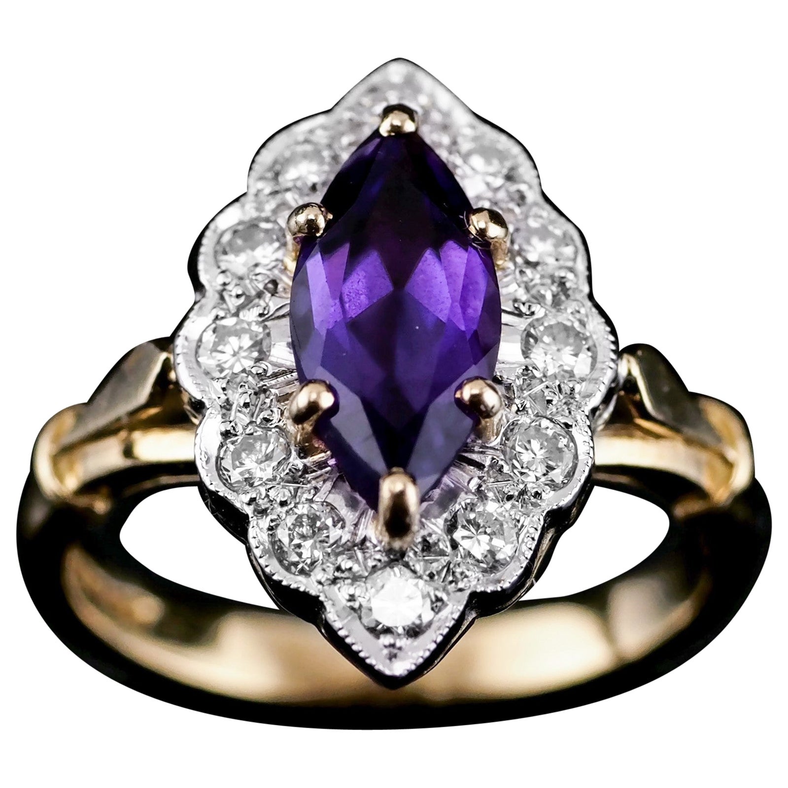 Impressive Antique Victorian Amethyst Diamond Cluster Ring at 1stDibs | victorian amethyst ring ...