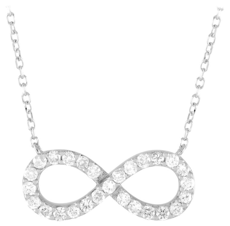 Lb Exclusive 14k White Gold 0.30 Carat Diamond Infinity Symbol Necklace ...