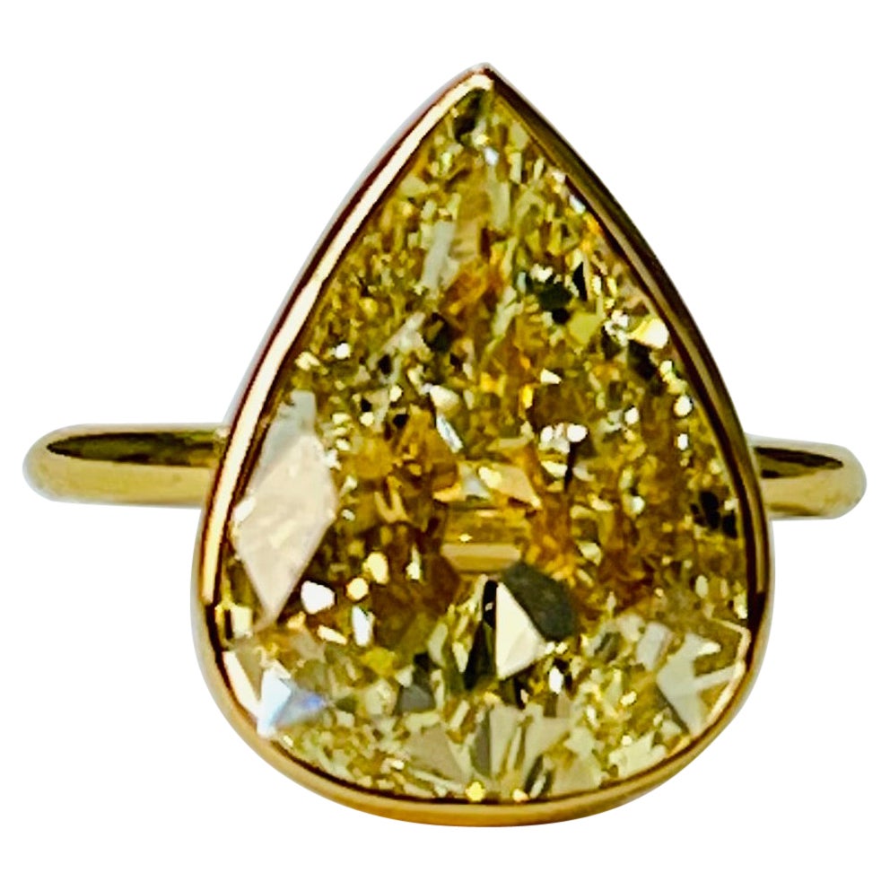 10 Carat Fancy Yellow Pear Shape Ring GIA Certified For Sale at 1stDibs ...