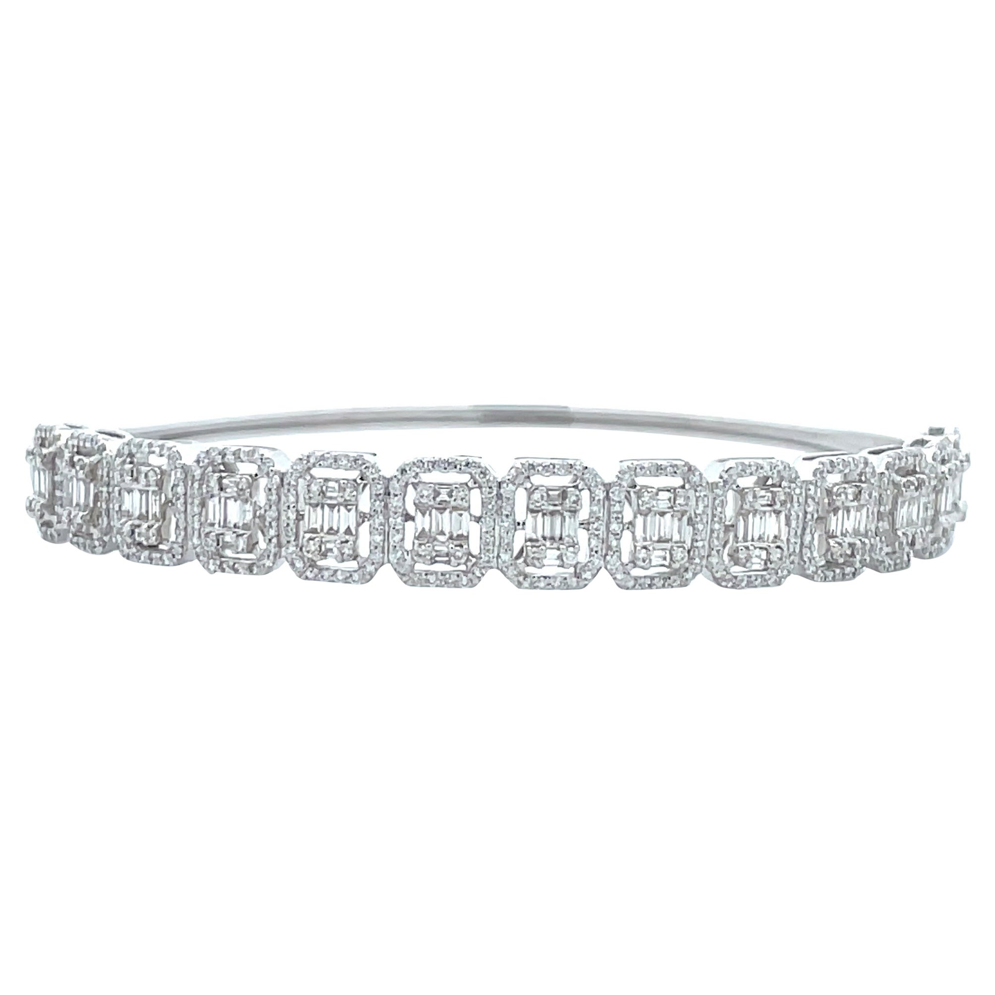 Pave Diamond Cluster Flexible Twist-Lock Bangle in 14k Solid Gold For ...