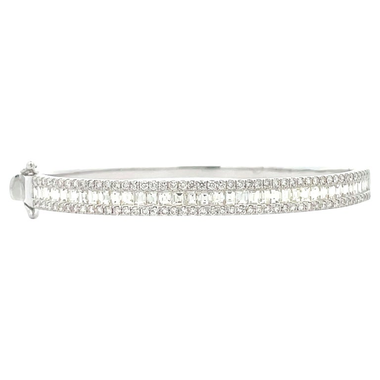 Channel Set Baguette Diamond Bangle in 14k Solid Gold For Sale at 1stDibs