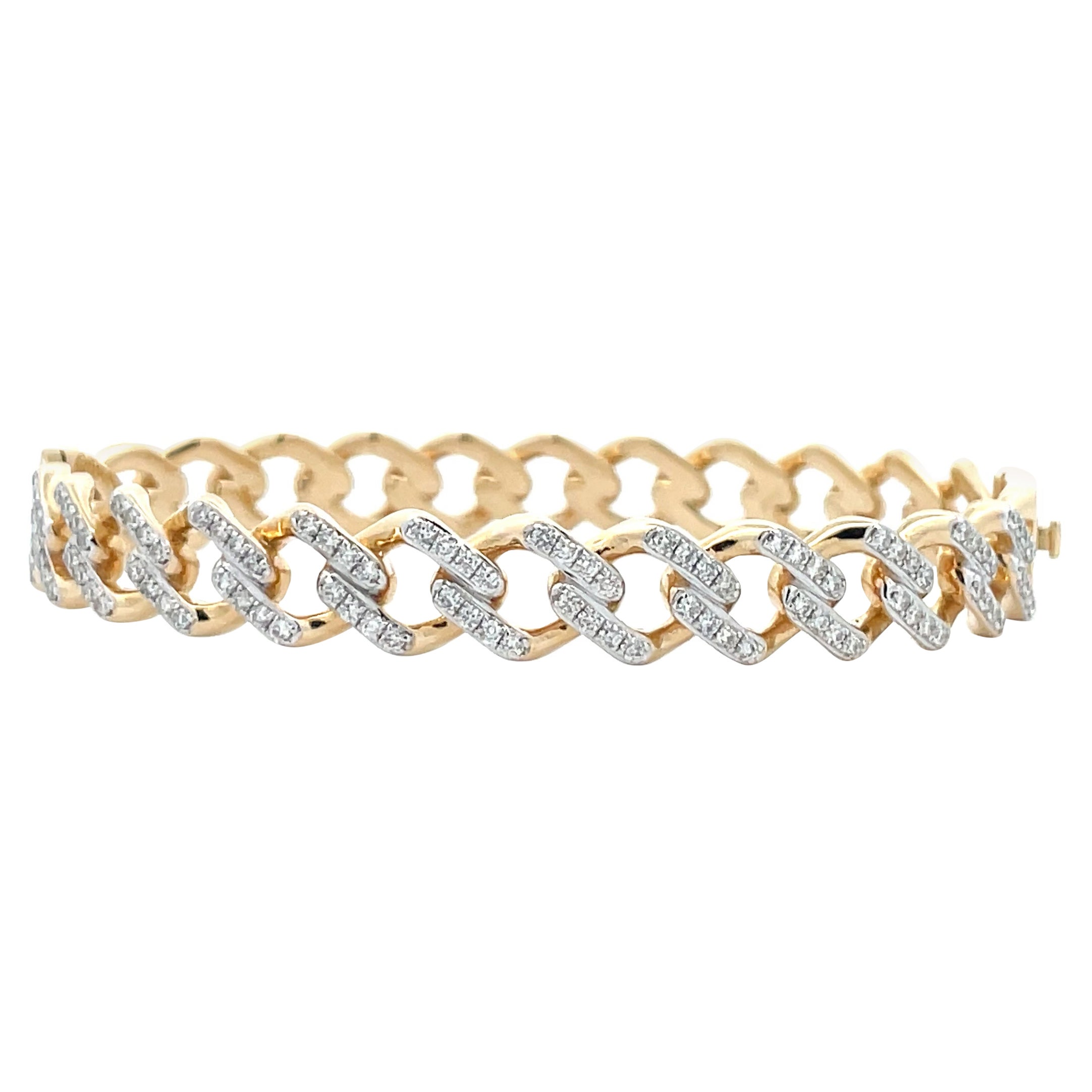 Pave Diamond Cluster Flexible Twist-Lock Bangle in 14k Solid Gold For ...