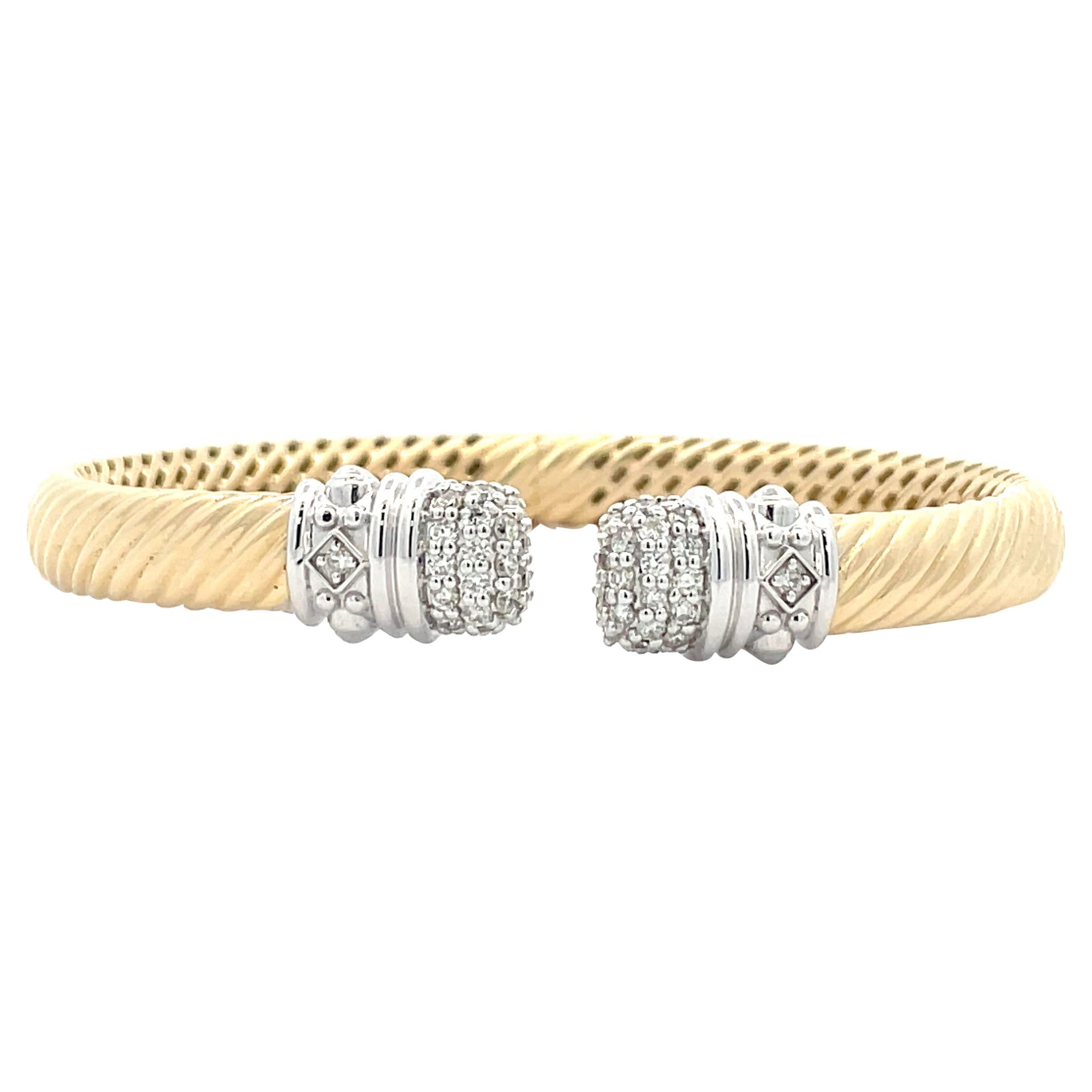Diamond Bezel Cluster Flexible Bangle in 14k Solid Gold For Sale at 1stDibs