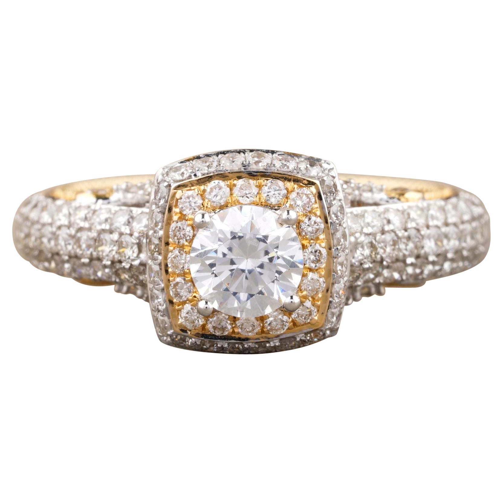 Customizable 1.5 Carat Round Solitaire Diamond Ring with Baguettes in ...