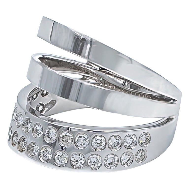 18k Solid Gold and Diamonds Layered Triple Stacked Midi Ring For Sale ...