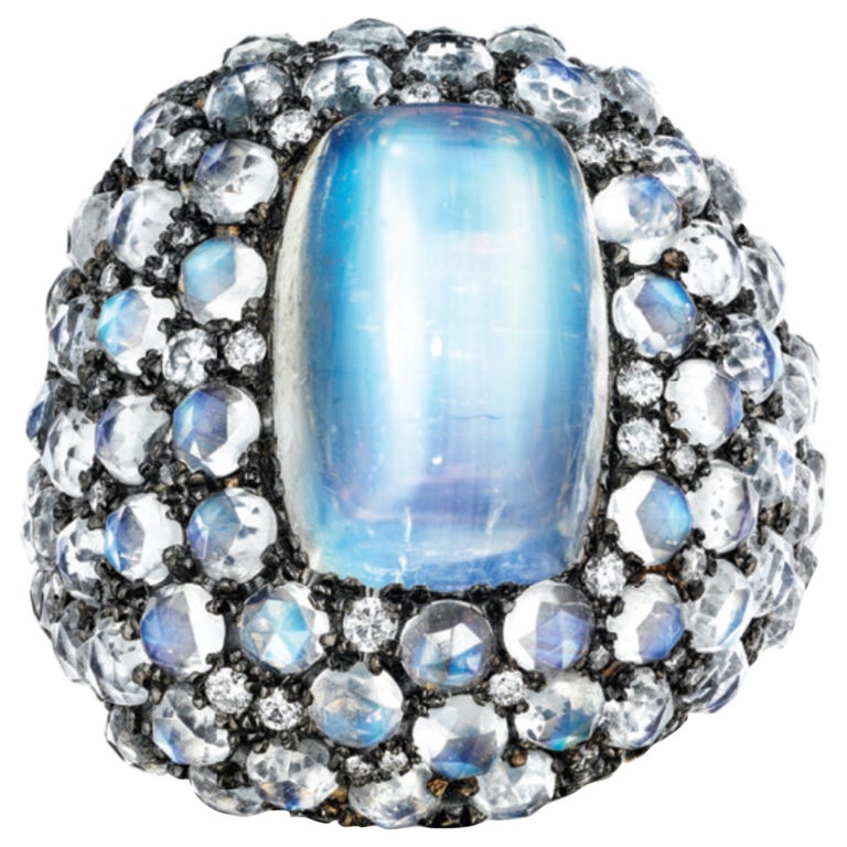Blue Moonstone and Diamond Mythology Collection Selene Ring by MadStone For Sale at 1stDibs