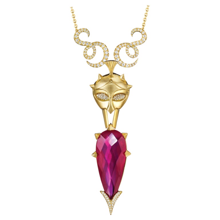 Rhodolite Garnet and Diamond Mythology Collection Ares Necklace by ...