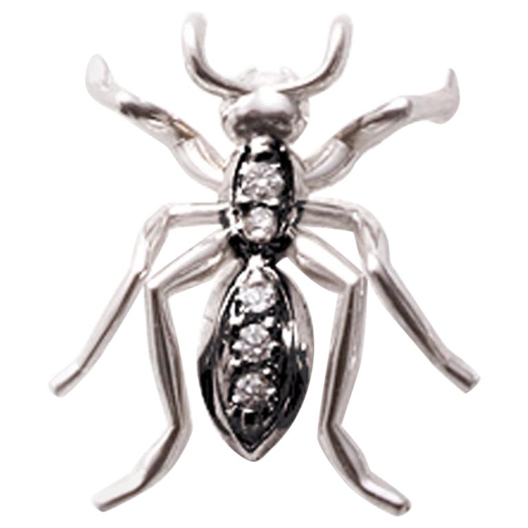 Ant Tie Tack White Gold Black Rhodium Diamonds For Sale at 1stDibs