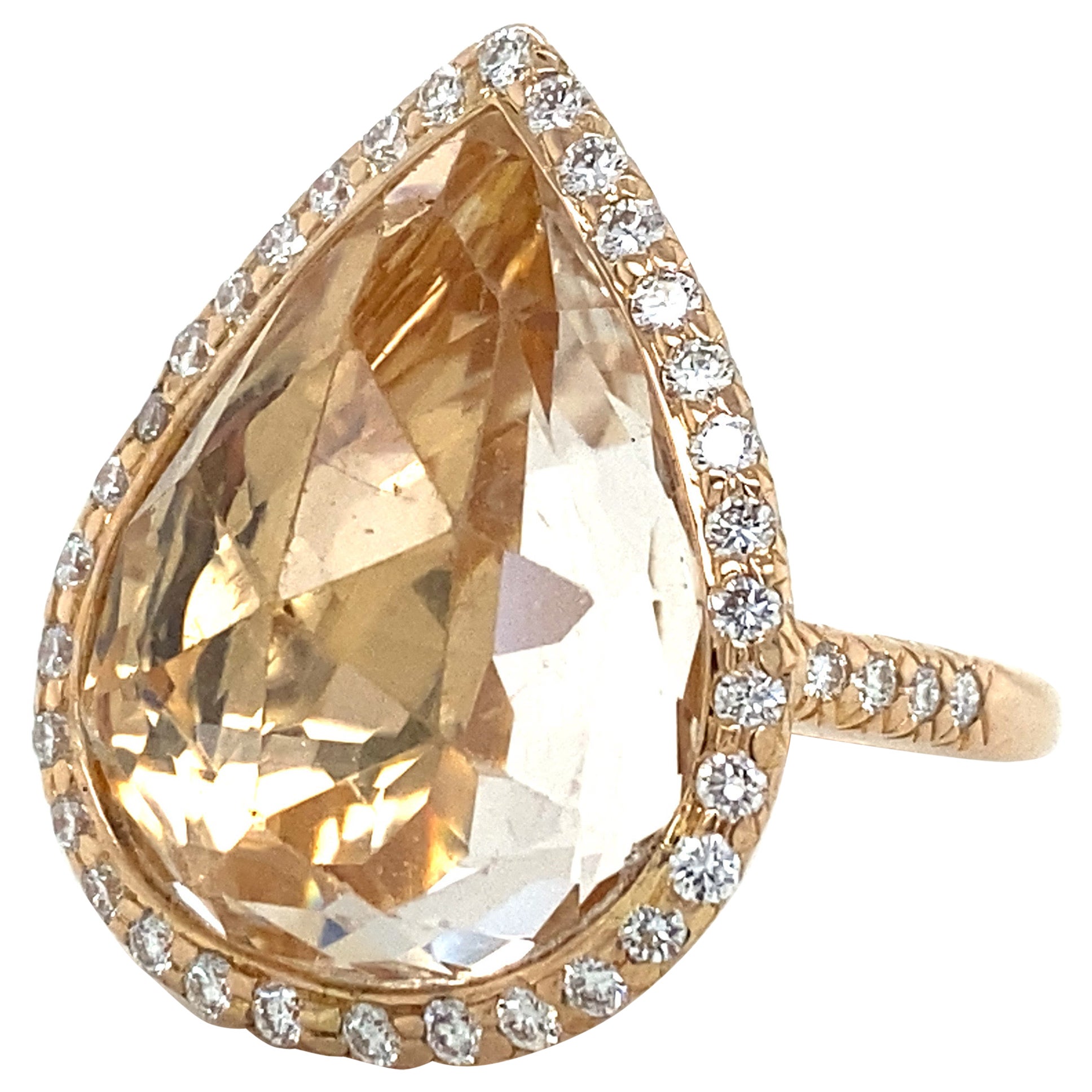 Pear Shape Fancy Light Pink Diamond Ring in Rose Gold at 1stDibs
