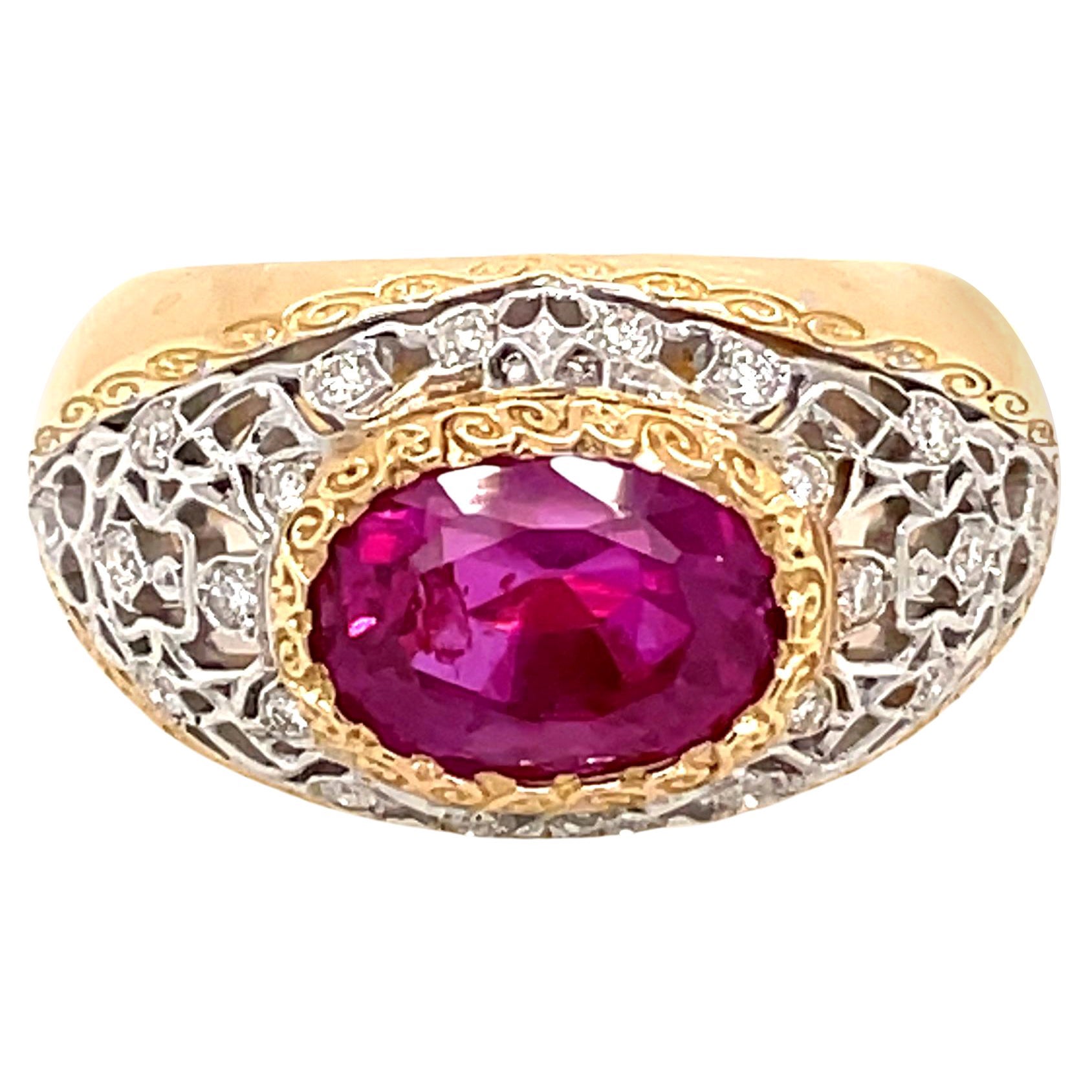 Antique Natural Burmese Ruby and Diamond Ring, circa 1900 For Sale at ...