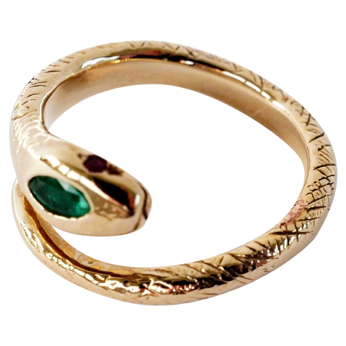 Emerald Ruby Snake Ring Victorian Style Bronze Cocktail J Dauphin For ...