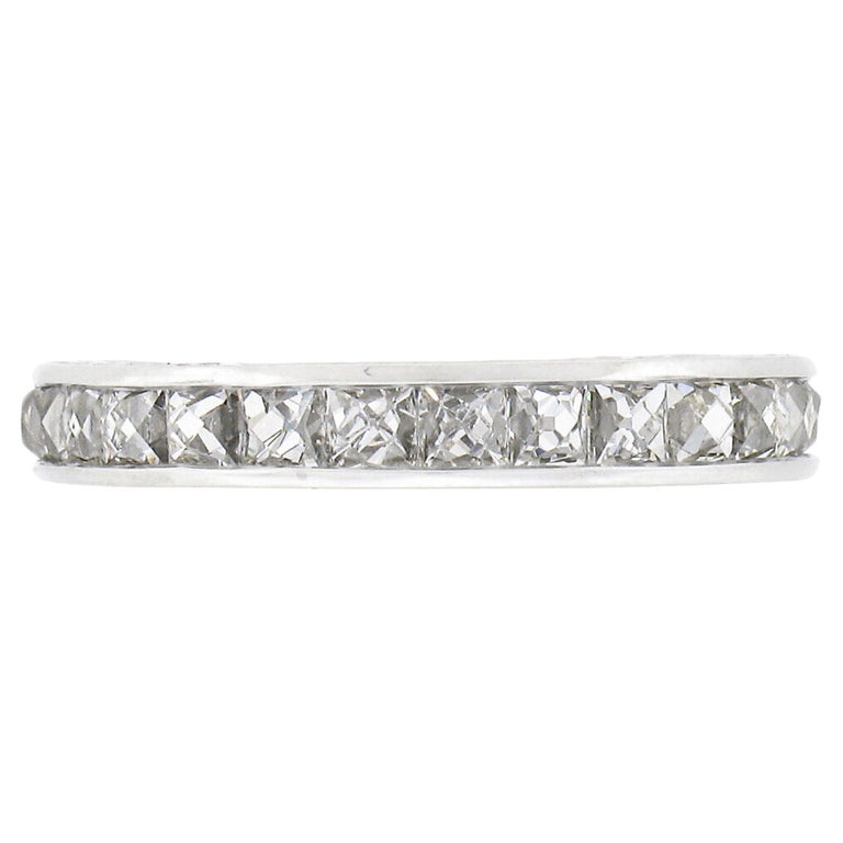 Platin French Cut Channel 3.0ctw Diamant Hand graviert Eternity Band ...