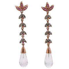 Ruby And Rose Cut Diamond Gold Earrings For Sale at 1stDibs
