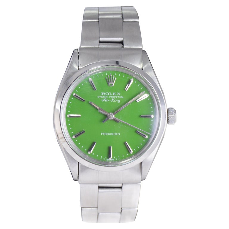 Rolex Montre Oyster Perpetual Air King en acier avec cadran vert ...
