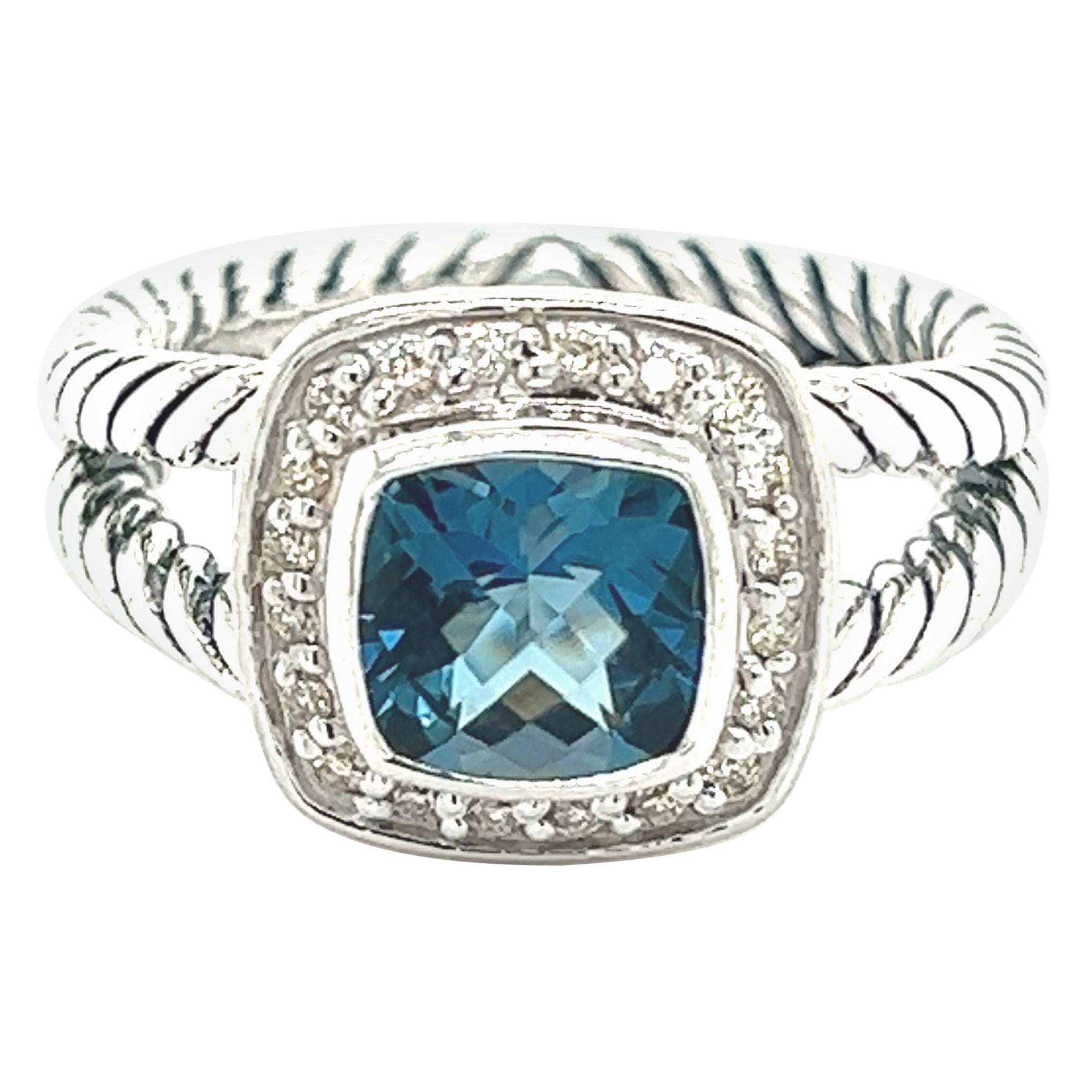 David Yurman Authentic Estate London Blue Topaz Petite Albion Ring ...