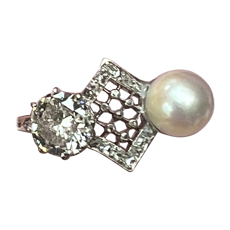 Antiker edwardianischer Ring mit Diamanten im Altschliff und ...