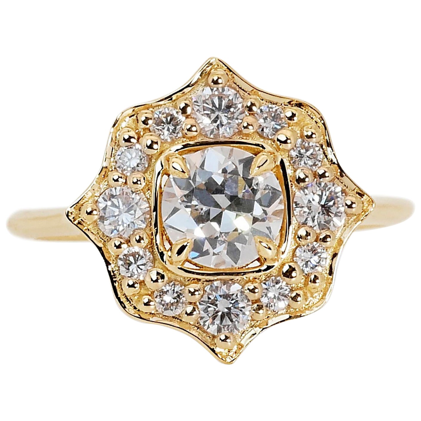 18k White Gold Solitaire Pave Ring with 0.76ct Natural Diamonds IGI ...