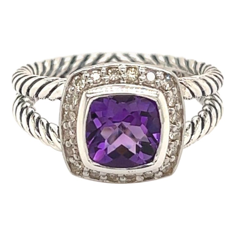 David Yurman Albion Amethyst Diamond Gold Ring at 1stDibs