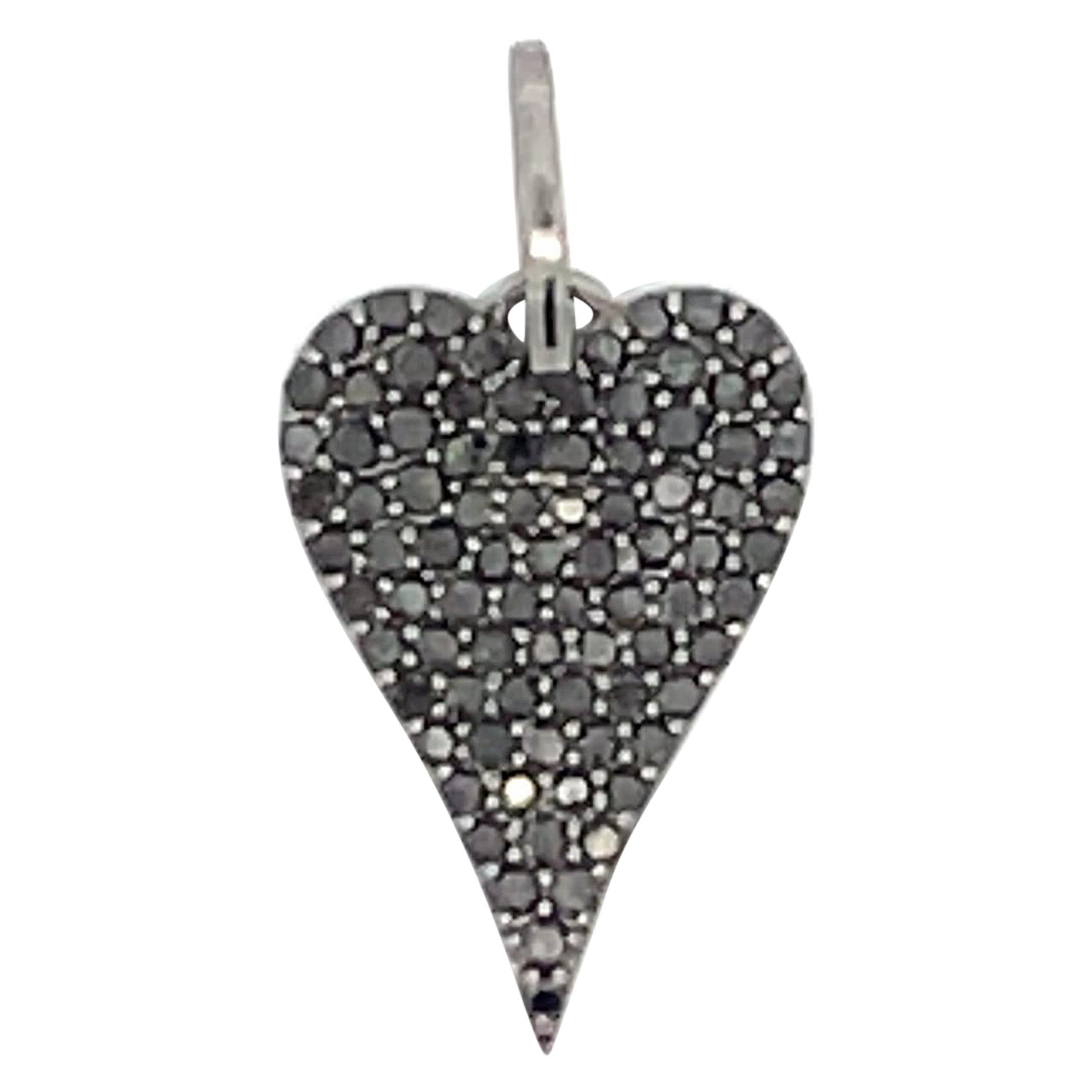 Black Diamond Heart Pendant 14 Karat White Gold Black Rhodium Made in ...