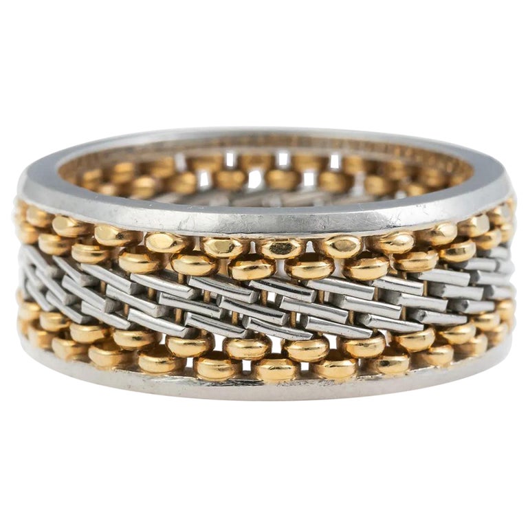 Platinum 18k Gold Two Tone Designer Basket Weave Ring Very Special ...