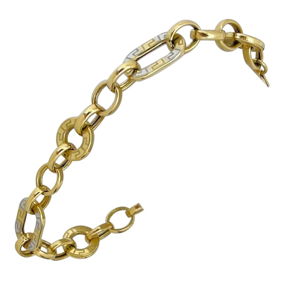 18k Yellow Gold Greek Key Link Bracelet For Sale at 1stDibs | keylink ...