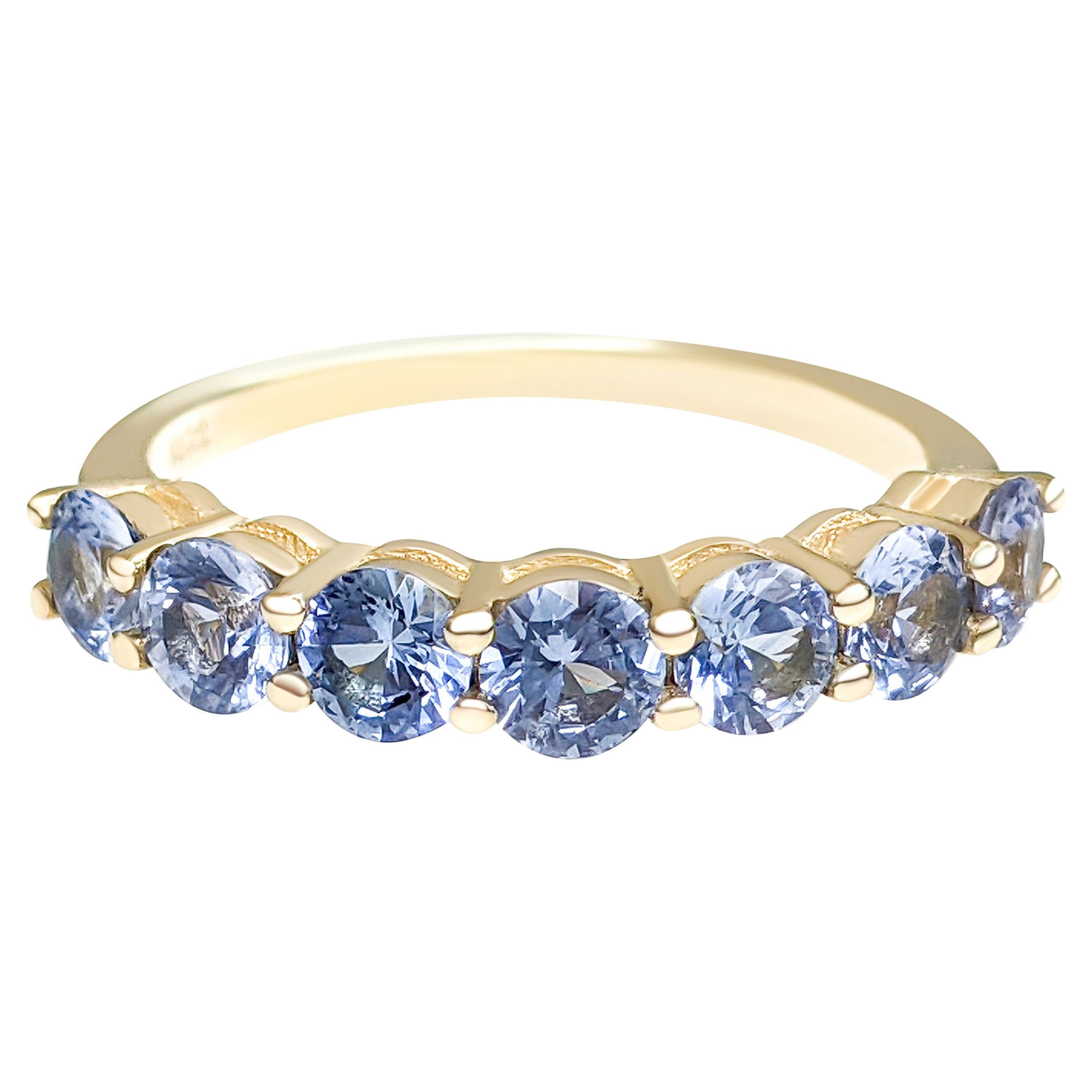 $1 NO RESERVE! 1.54ct Light Blue Sapphire Eternity Band, 14K Yellow ...