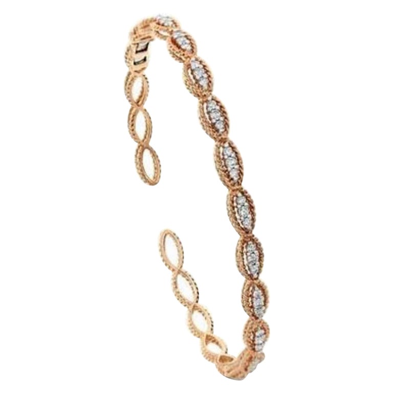 Rose Gold and Diamond Rope Bangle Bracelet For Sale at 1stDibs
