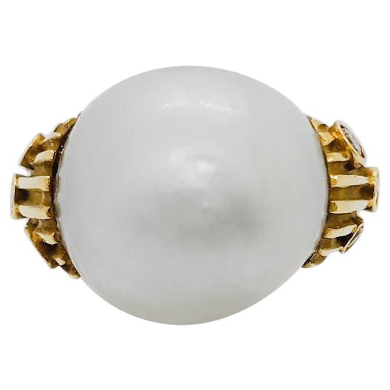 Christopher Walling Pearl Diamond Ring at 1stDibs