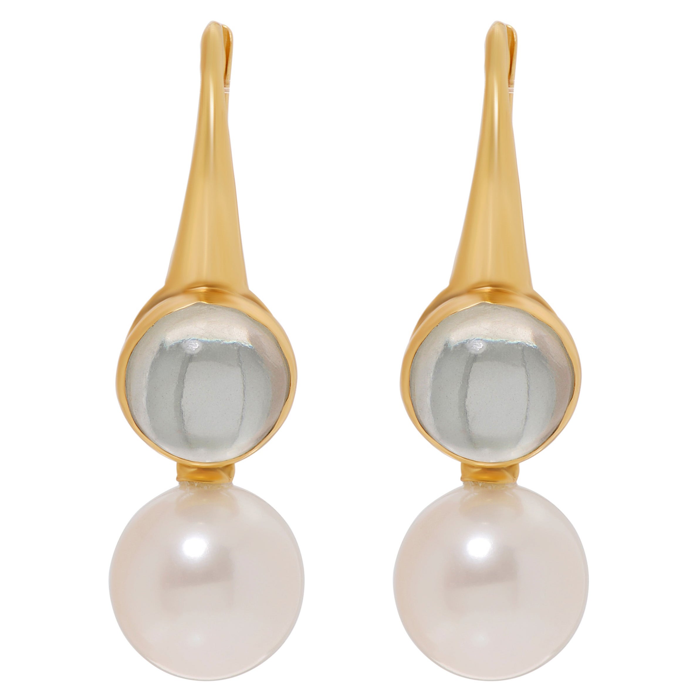 Assael 18k Yellow Gold Moonstone and Pearl Drop Earrings For Sale at ...