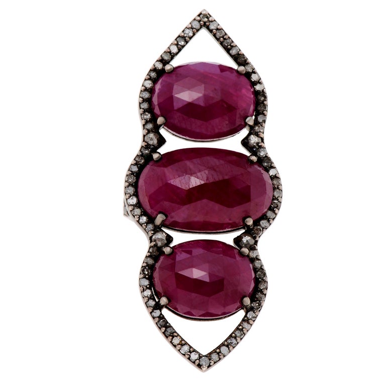 Bavna Sterling Silver, Diamonds and Pave Diamonds Ring For Sale at 1stDibs