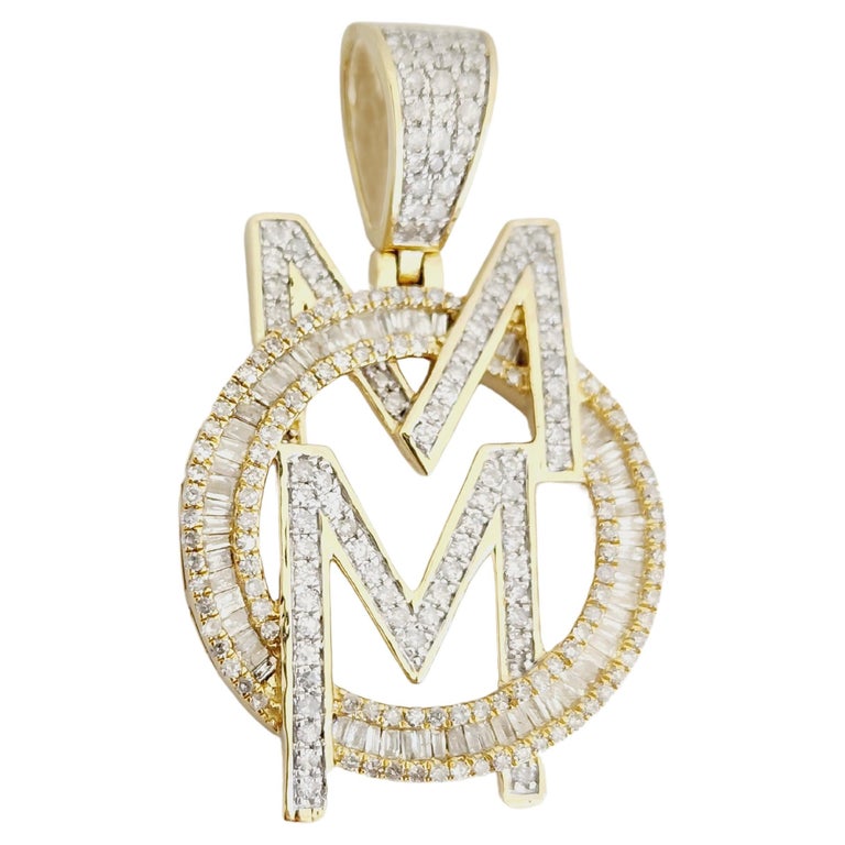 1.45 Carat MOM Diamond Pendant Yellow Gold 14 Karat For Sale at 1stDibs