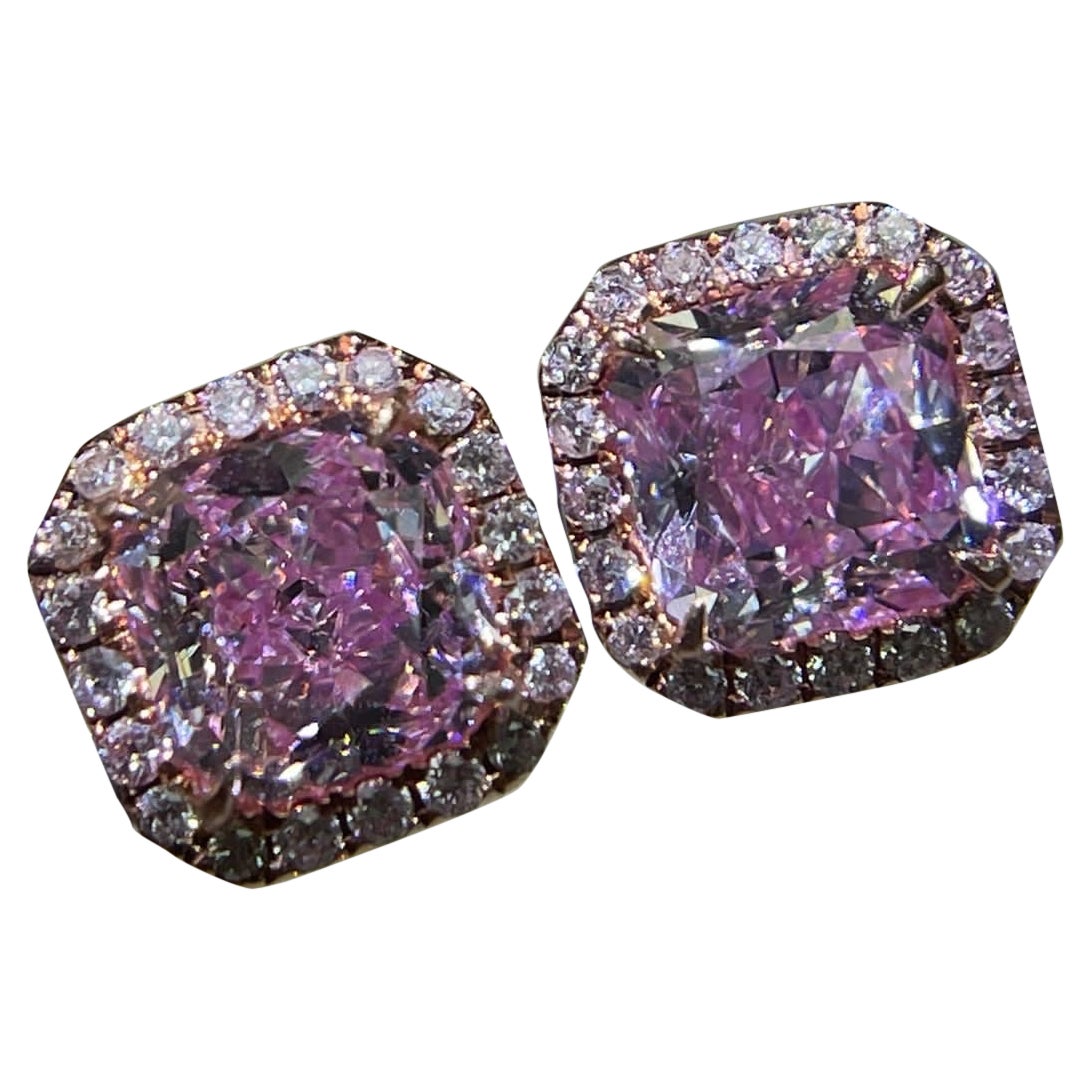 GIA Certified 5.40 Carat Asscher Cut Diamond Studs For Sale at 1stDibs