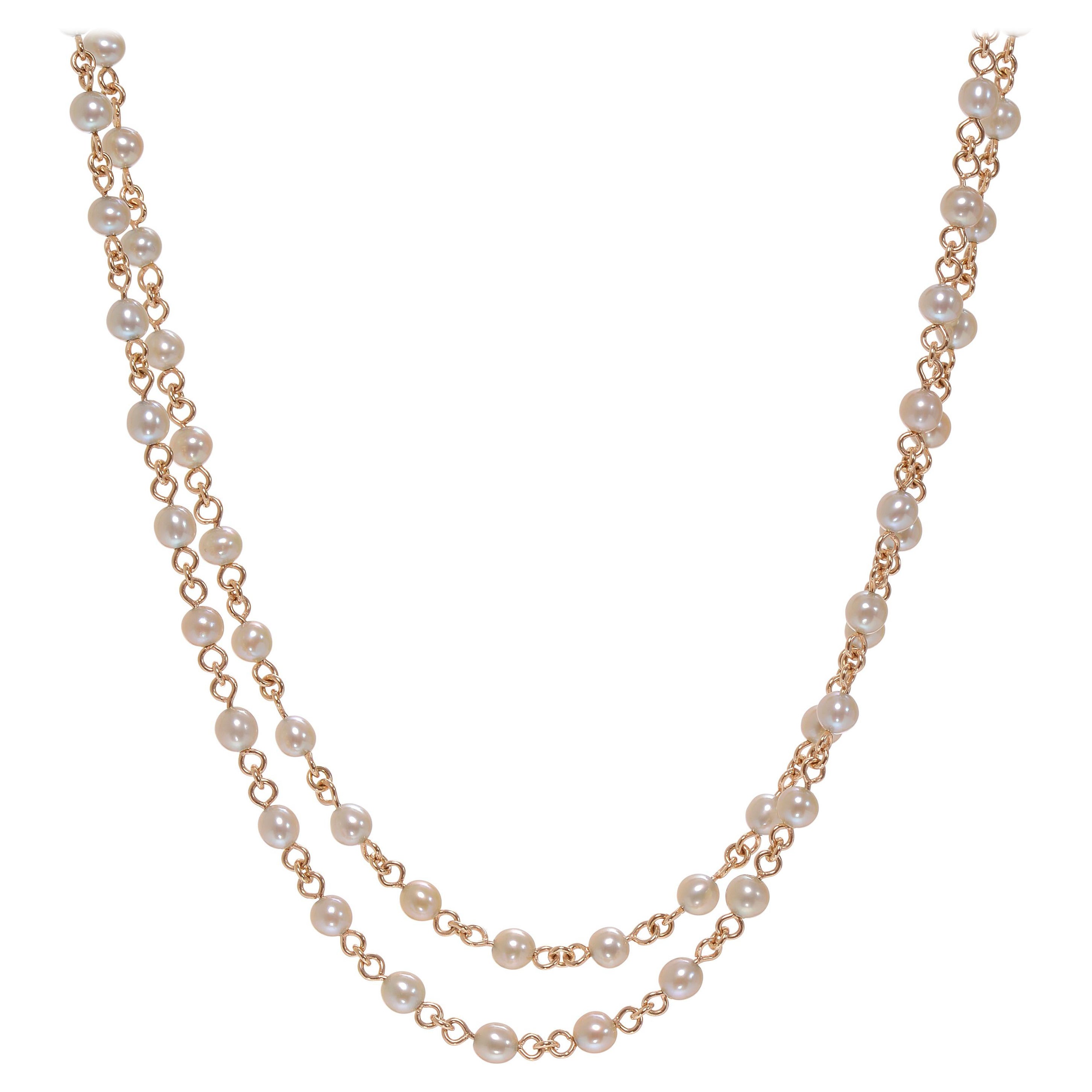 Mimi Milano Nagai 18k White and Yellow Gold, Pearl and Station Necklace ...