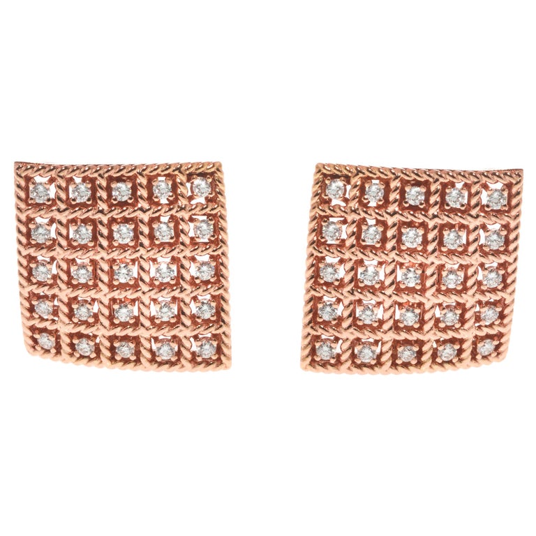 Roberto Coin Womens Barocco 18k Rose Gold Diamond Stud Earrings For ...