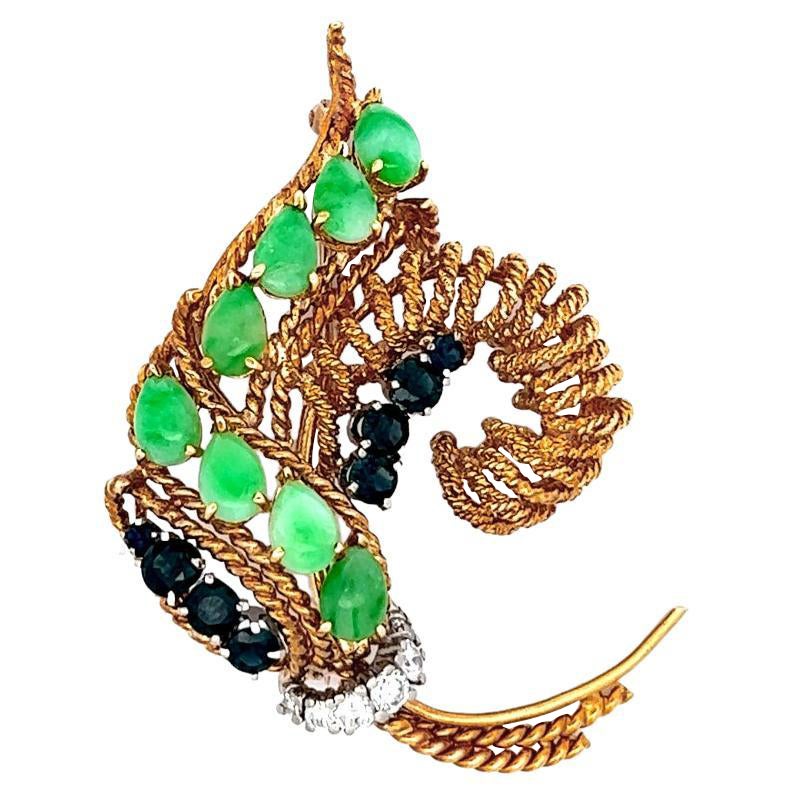 Tiffany and Co. 1960s 18 Karat Gold Ruby Sapphire Rabbit Brooch For ...