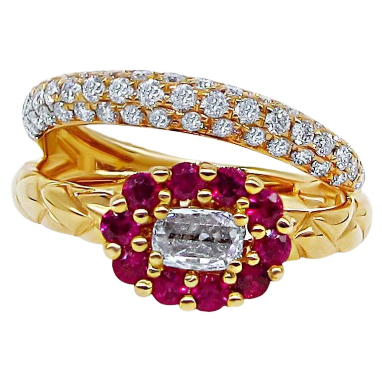 Wave and Chain Style Micro Pave Set Diamond Filled Two-Toned Cocktail ...