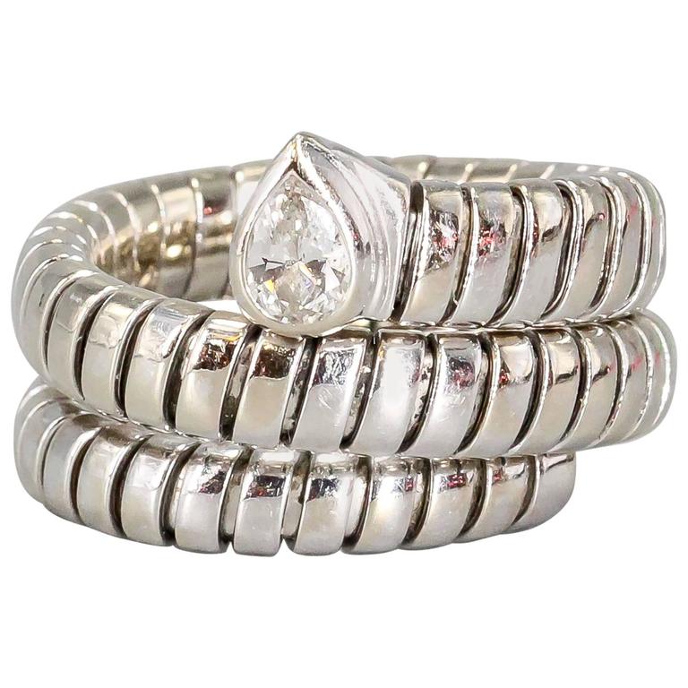 Bulgari Tubogas Diamond Gold Flexible Ring at 1stDibs | bulgari tubogas ...