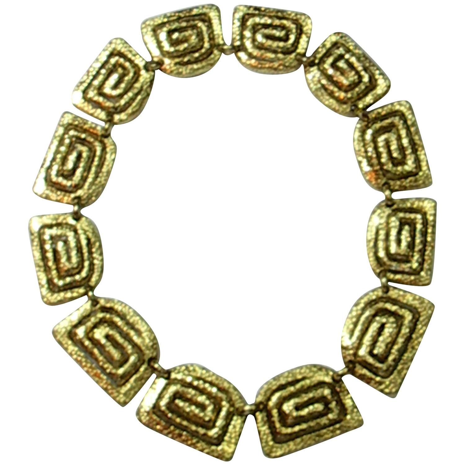 Gold Greek Key Design Necklace For Sale at 1stdibs