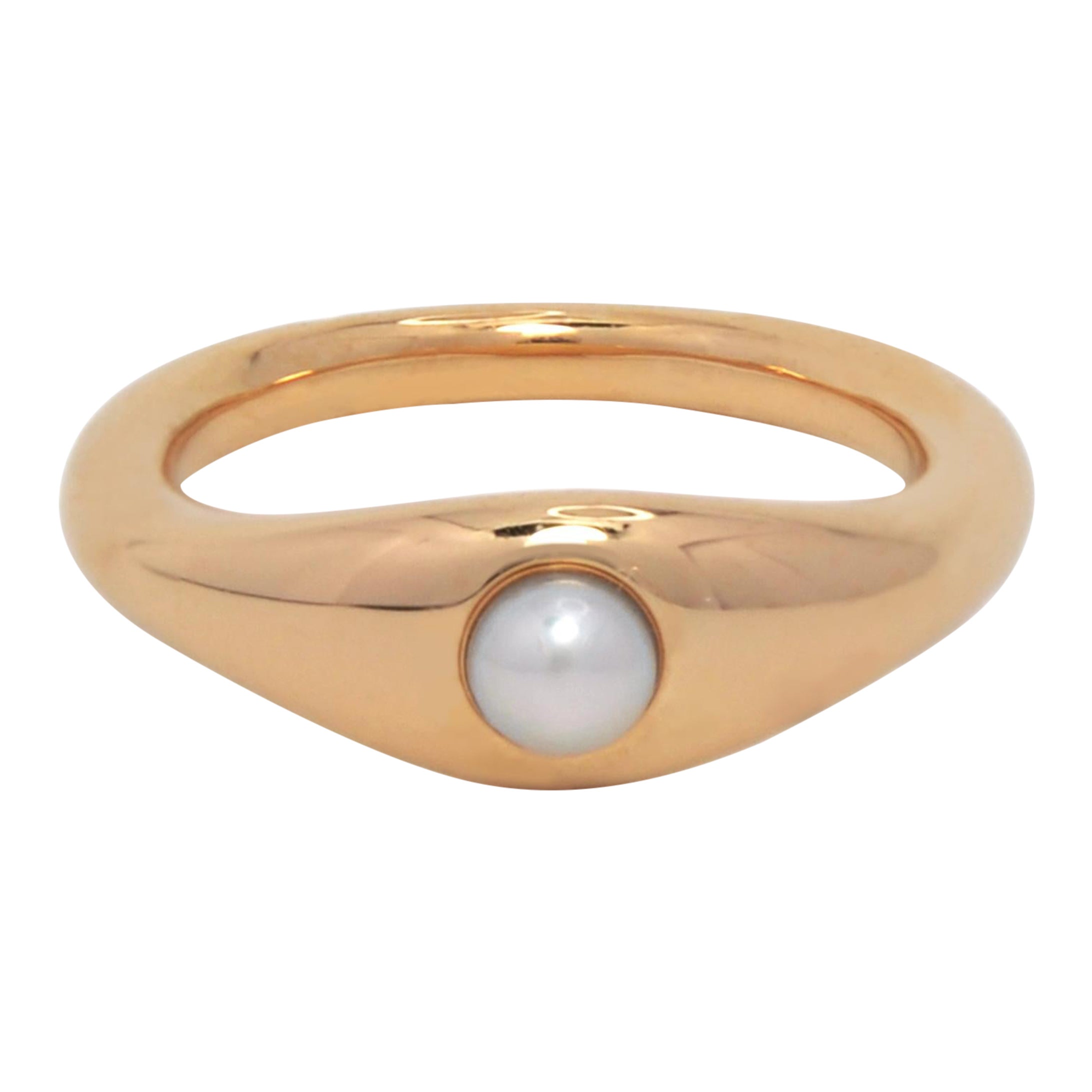 Customizable Ruth Nyc Lun Ring, 14k Yellow Gold and Pearl Ring For Sale at 1stDibs