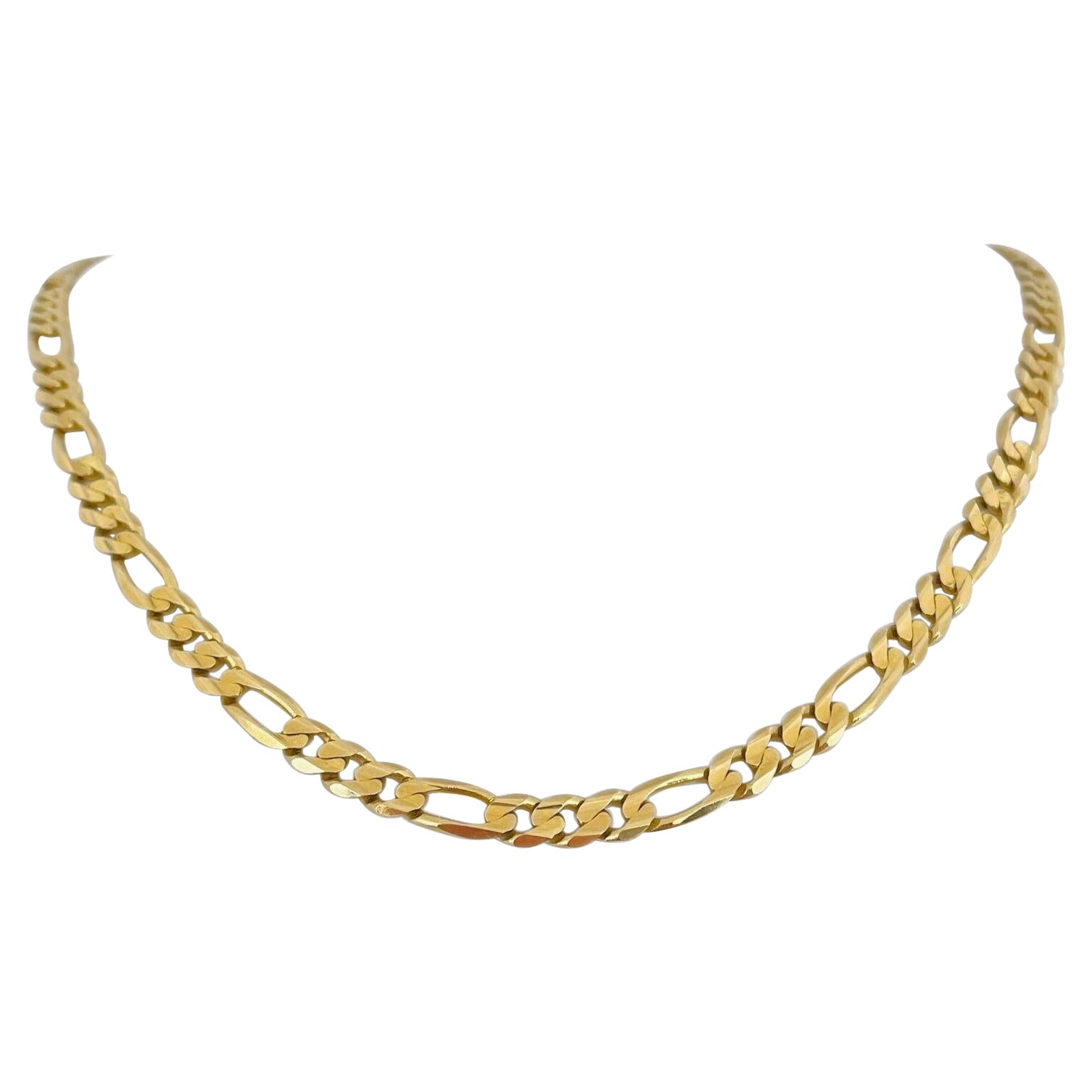 Yellow Gold Figaro Link Chain Necklace For Sale at 1stDibs