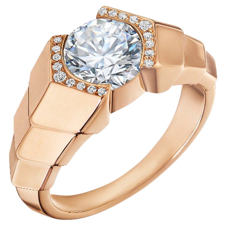 Customizable VL Cepher Brown Diamond 18K Rose Gold Arris Large Ring For ...