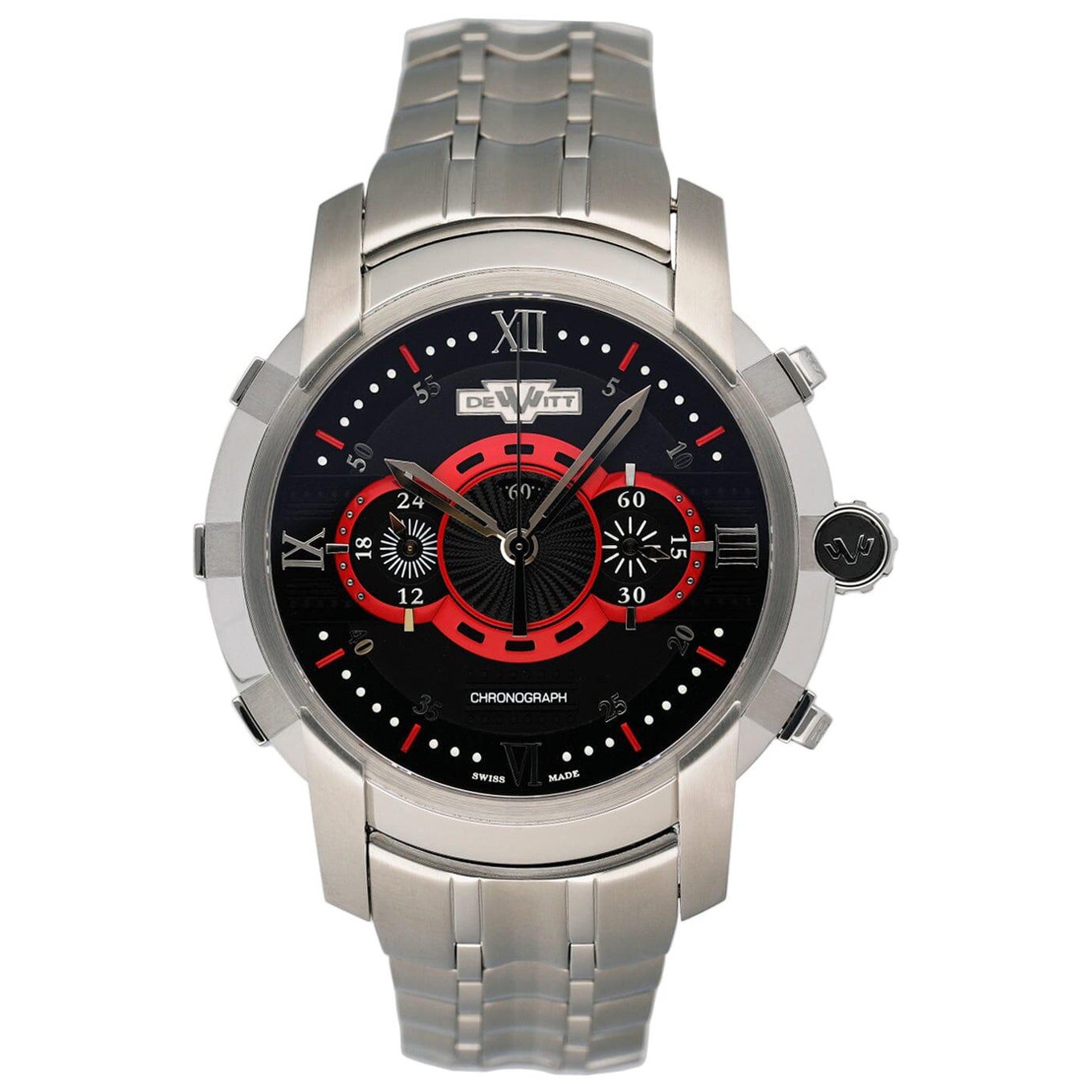 Dewitt Academia FTV.CHR.005.S1 Black and Red Dial Mens Watch Box Papers ...