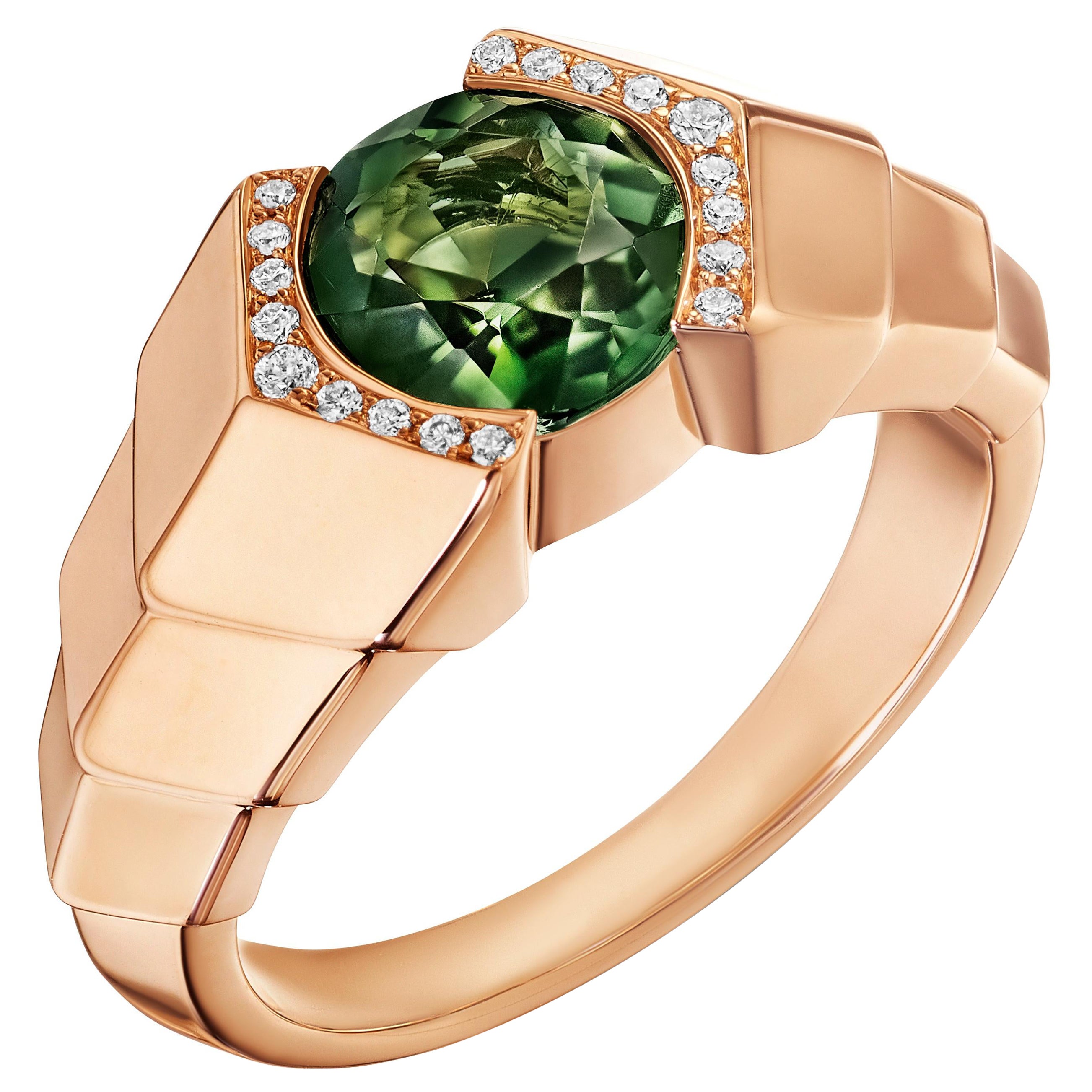 Customizable VL Cepher Brown Diamond 18K Rose Gold Arris Large Ring For ...