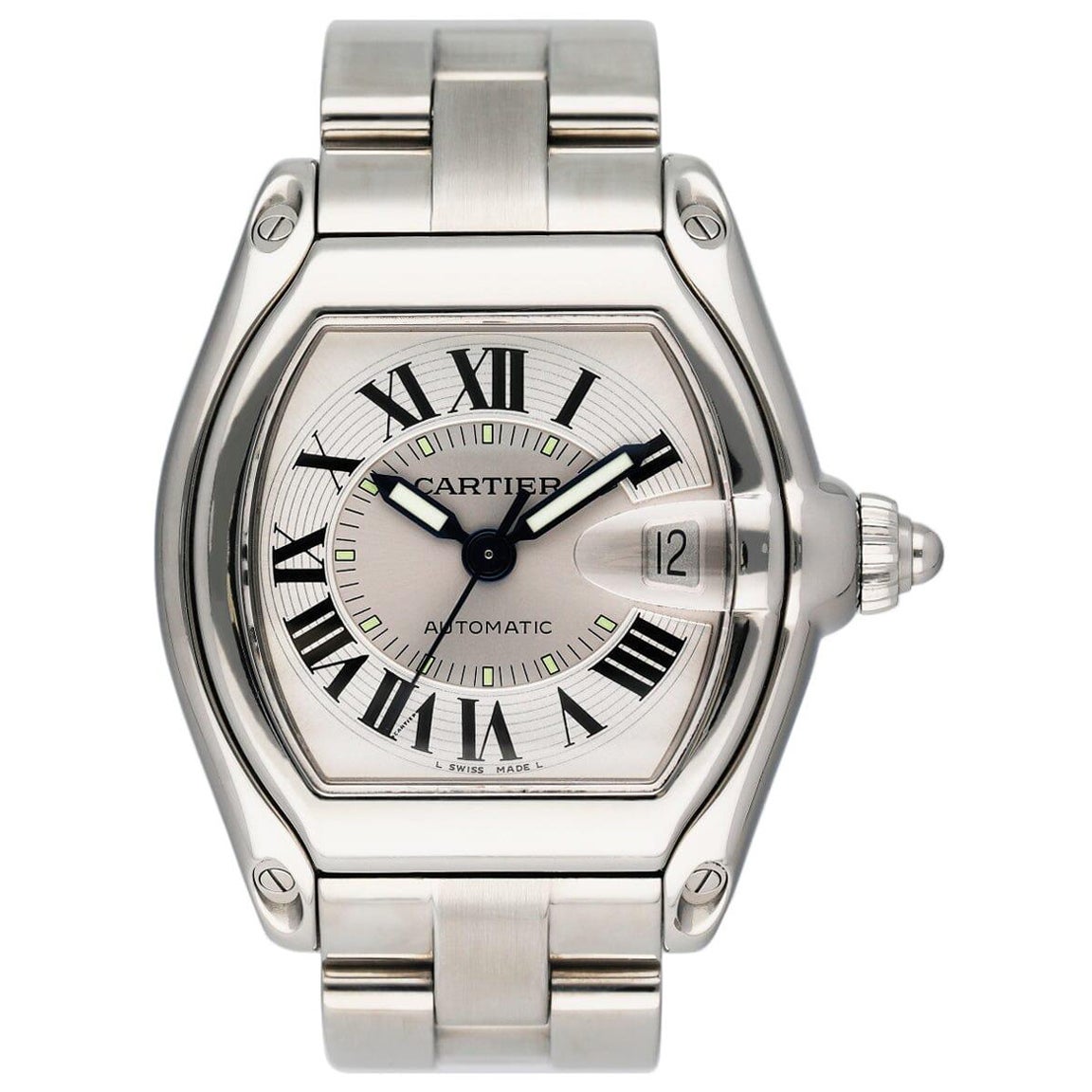 Cartier Roadster Chronograph Custom Diamond Bezel Stainless Steel Watch ...