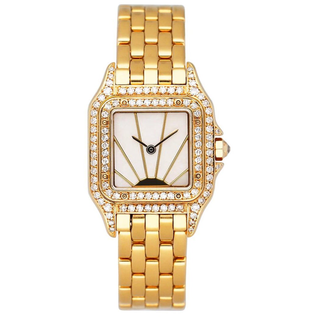 Cartier Panthere Mother-Of-Pearl Diamond Dial Ladies Watch Box Papers ...
