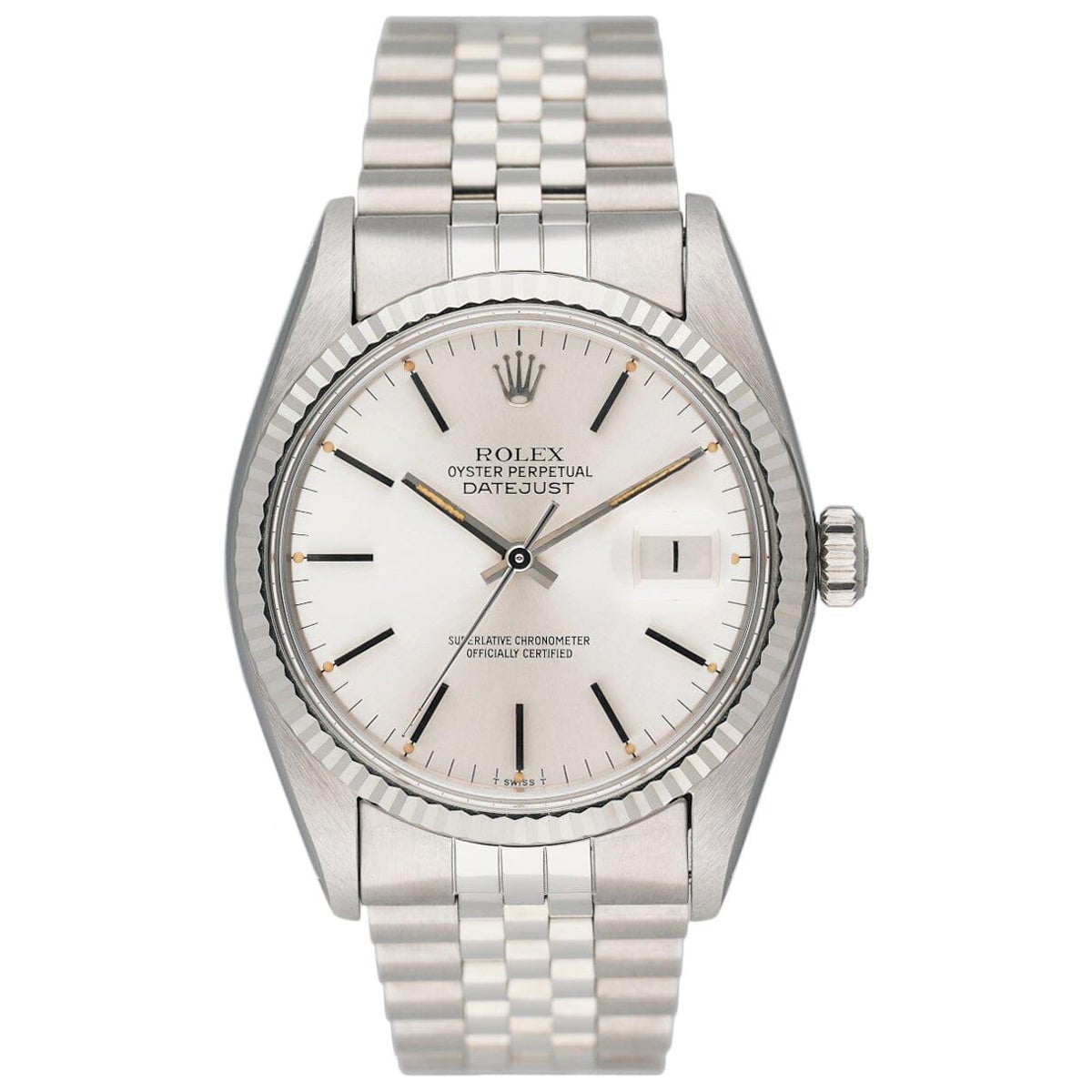 Rolex Datejust Steel Silver Tapestry Dial Mens Watch 16200 Box Papers ...