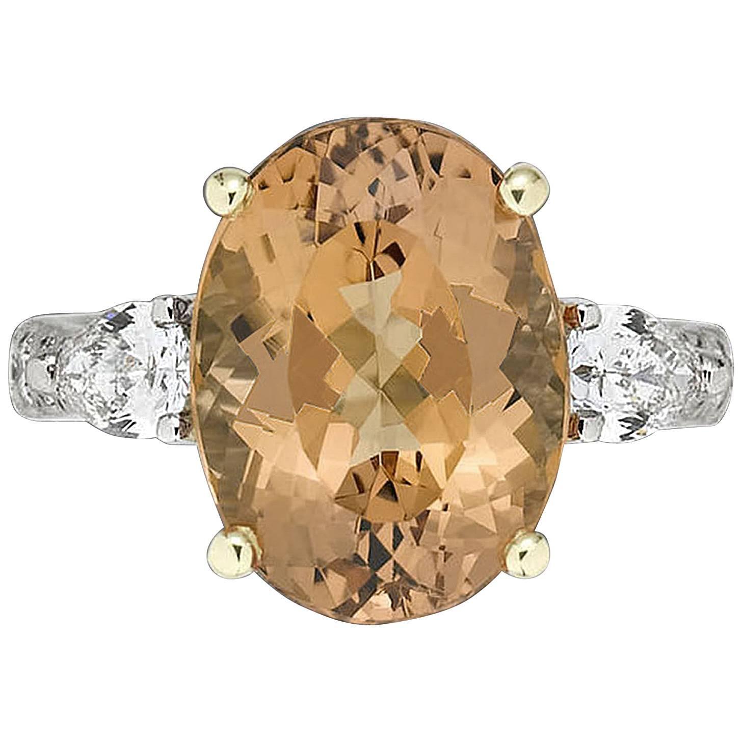 6.63 Carat Imperial Topaz Diamond Gold Platinum Ring For Sale at 1stdibs